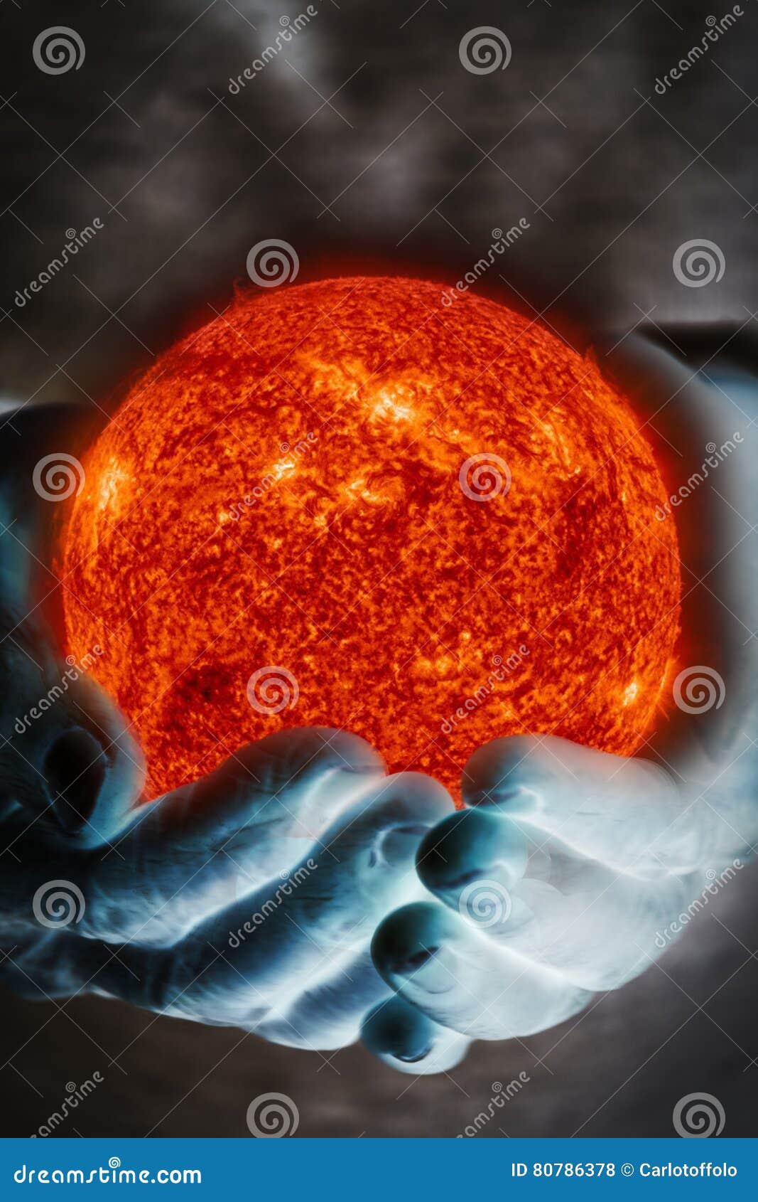 Woman`s Hands Holding the Sun Stock Photo - Image of explosion, fusion ...
