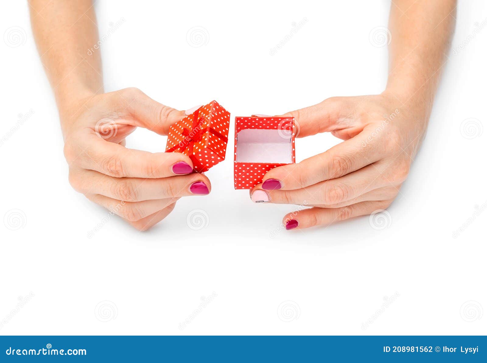 Woman S Hands Opening Small Gift Box on White Stock Photo - Image of ...