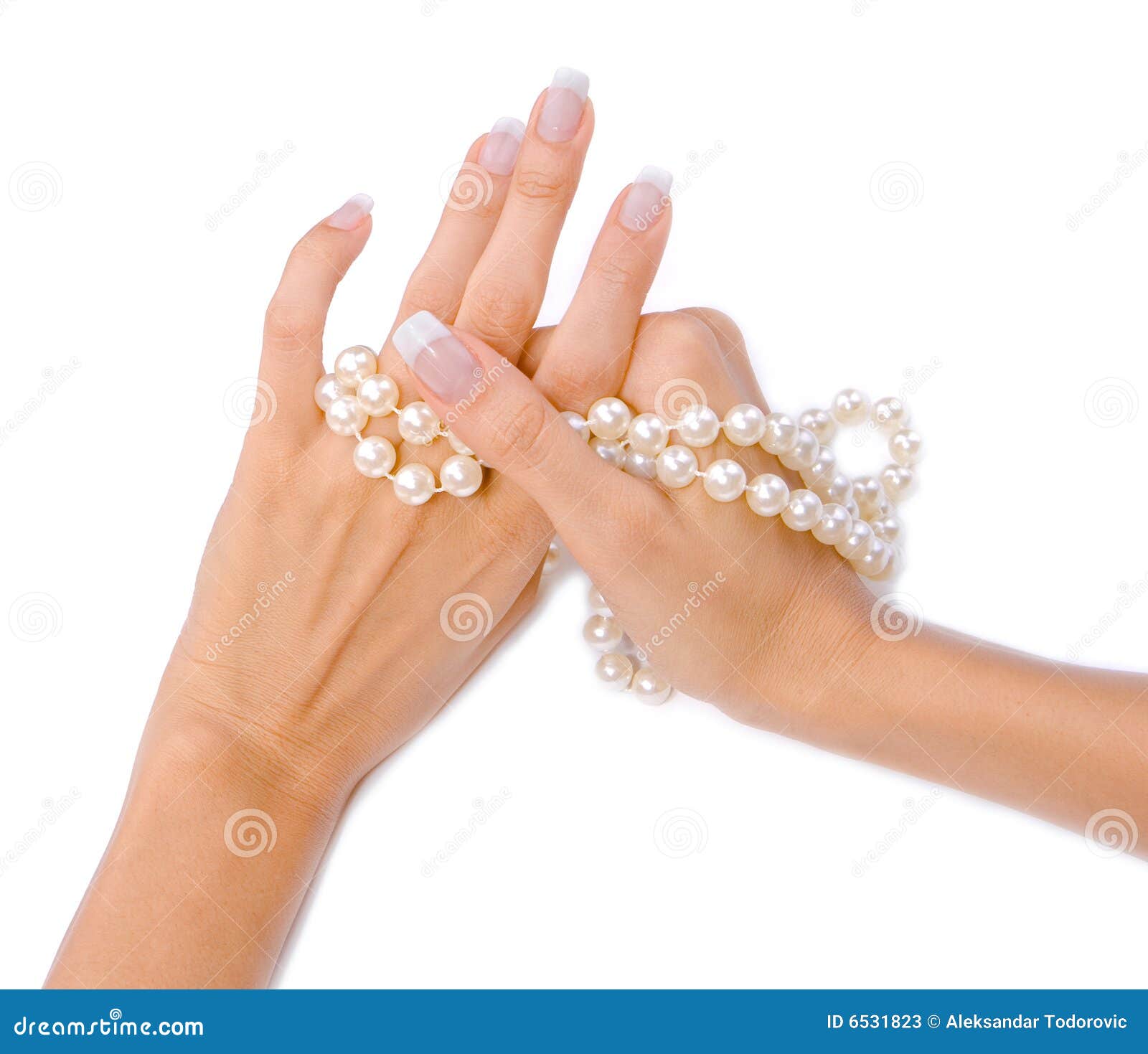 Woman`s hands with pearls stock image. Image of sign, expression - 6531823