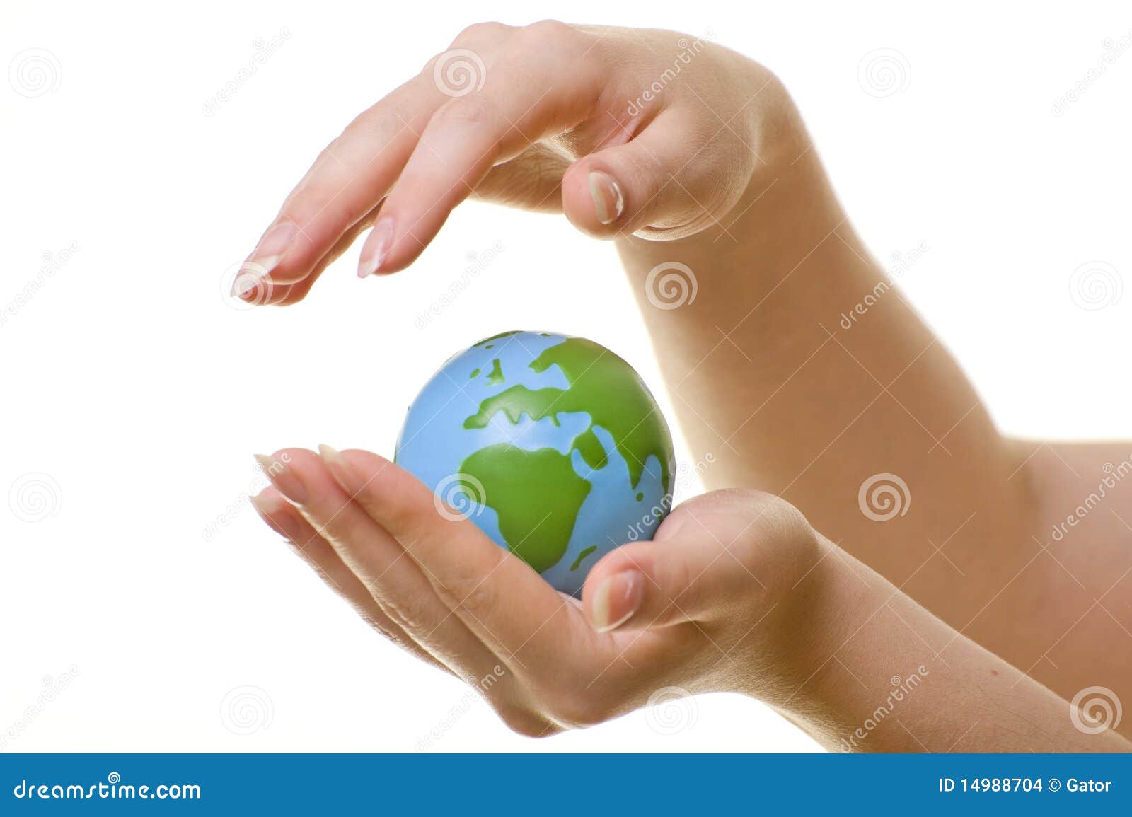 Woman S Hands Protecting Globe Stock Photo - Image of holding, object ...