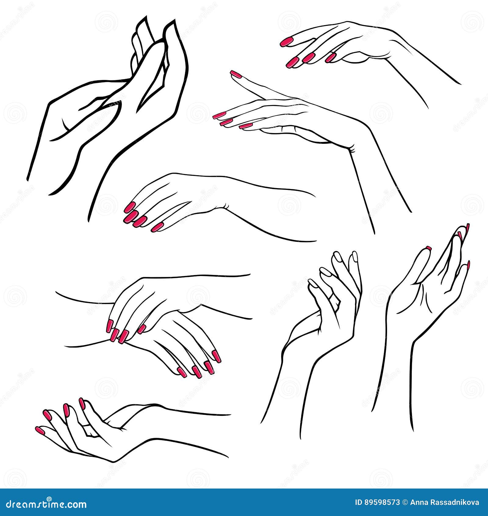 Woman`s Hand Gestures. One Line Drawing. Vector Illustration. Grace And ...
