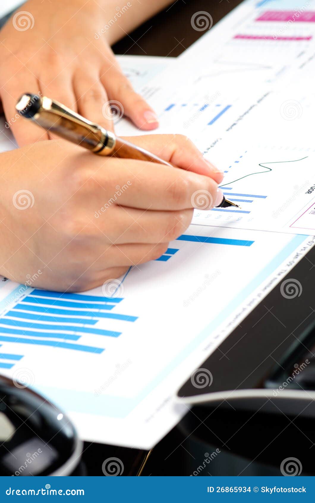 Woman S Hands Working on Business Reports Stock Photo - Image of ...