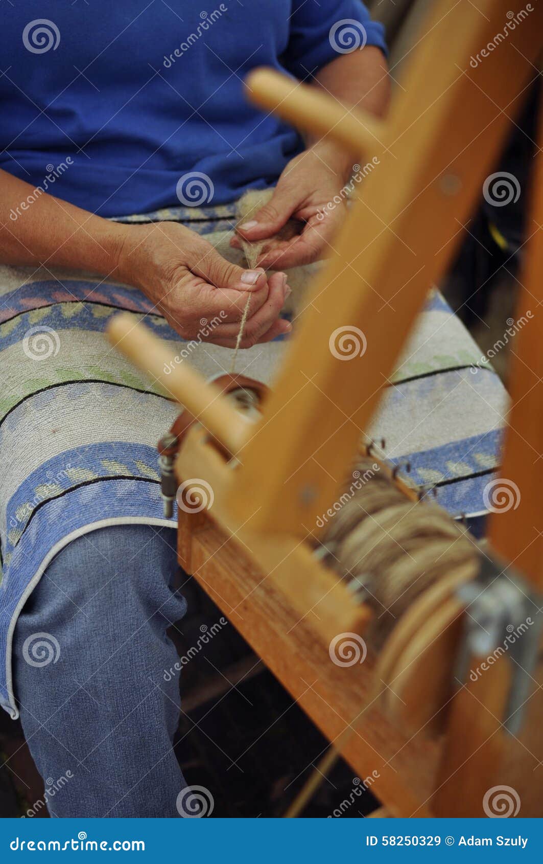 Woman S Hands Working with the Spinning Wheel Stock Image - Image of ...