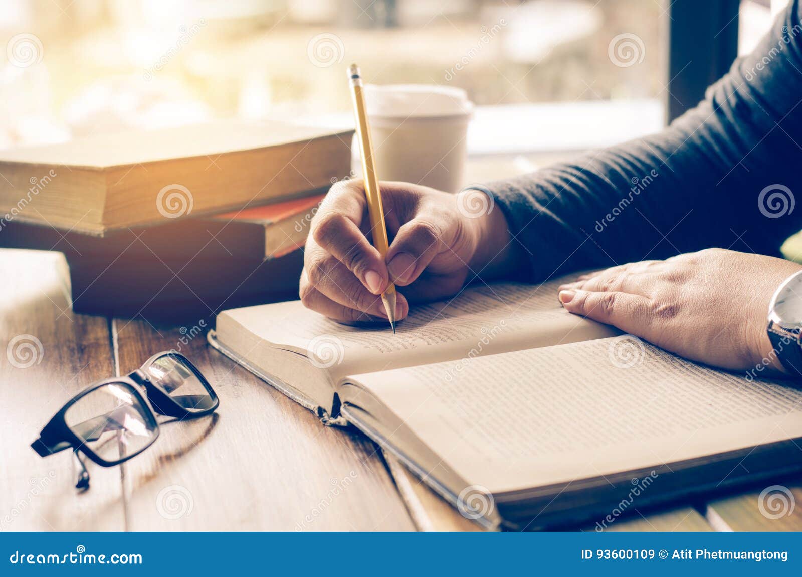 The Woman`s Hands are Writing Notes in a Notebook. Stock Image - Image ...