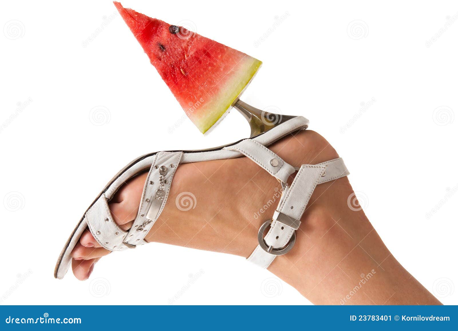 Woman S Leg in High Heel with Watermelon Stock Image - Image of skin ...