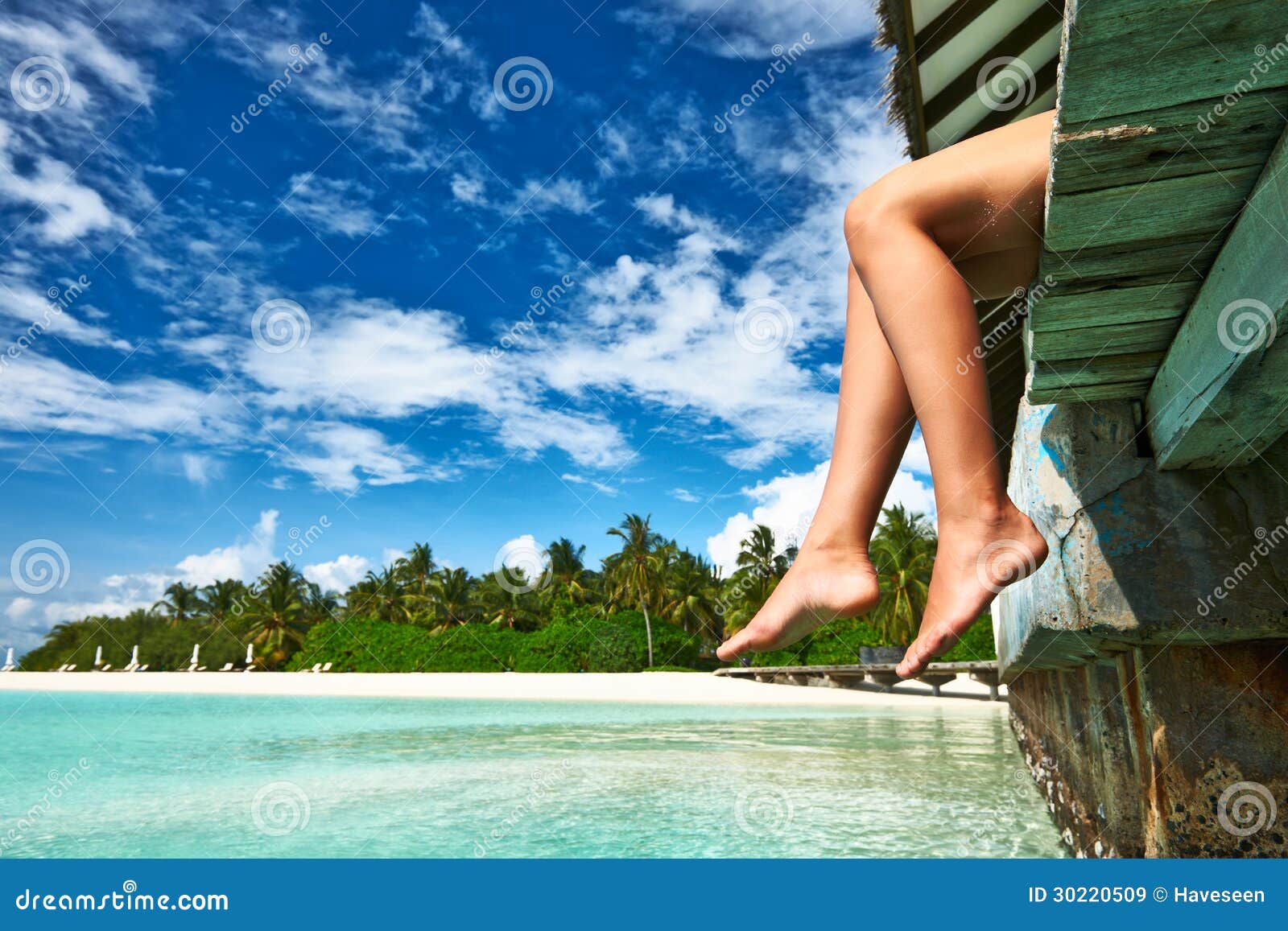 Woman at beach jetty stock image. Image of tranquil, idyllic - 30220509