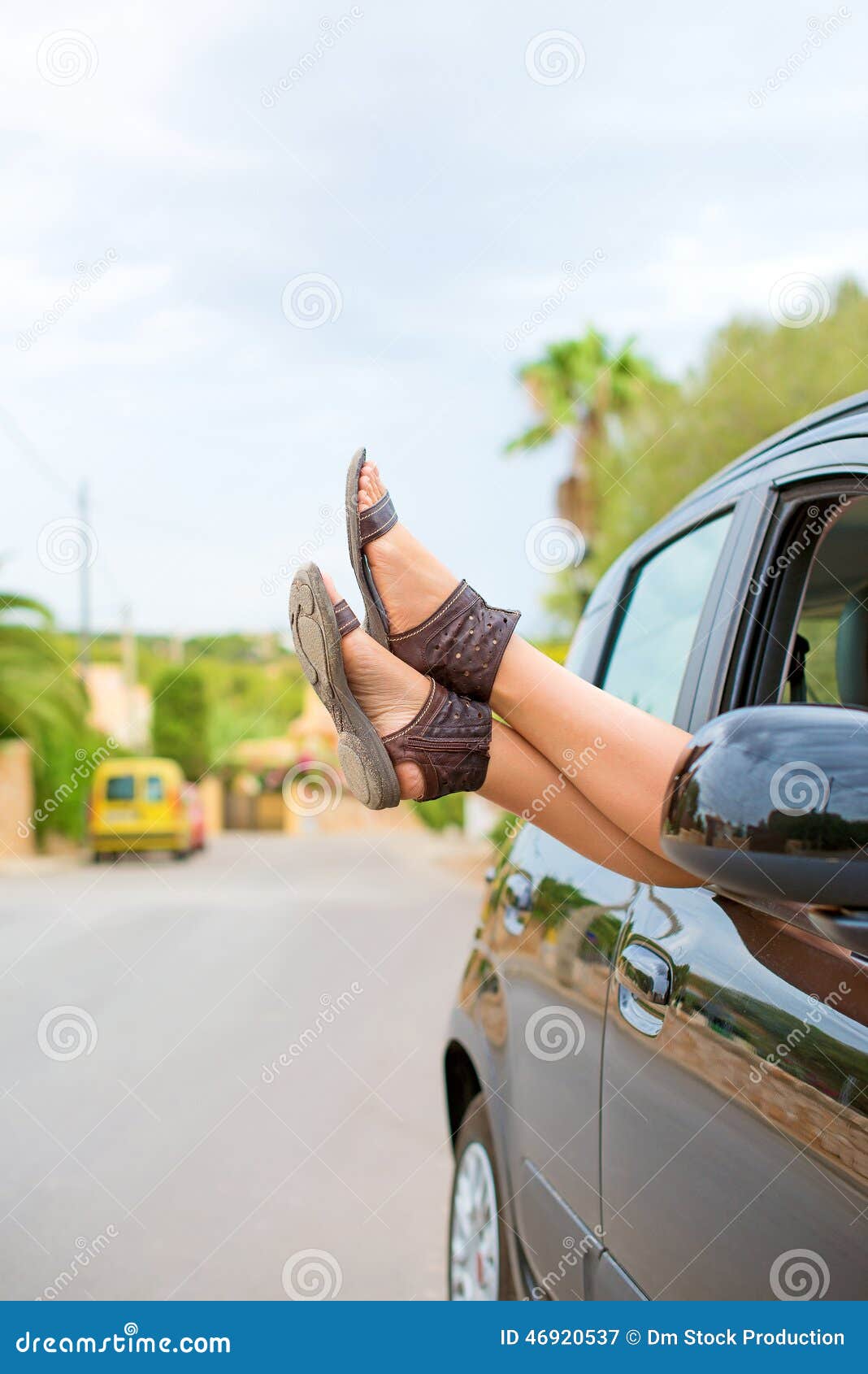 Woman S Legs Out of the Car. Stock Image - Image of concept, glass ...
