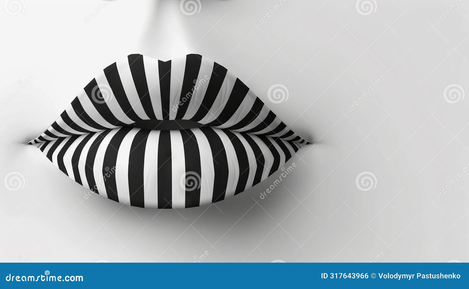 A Woman S Lips with Black and White Stripes Stock Photo - Image of ...