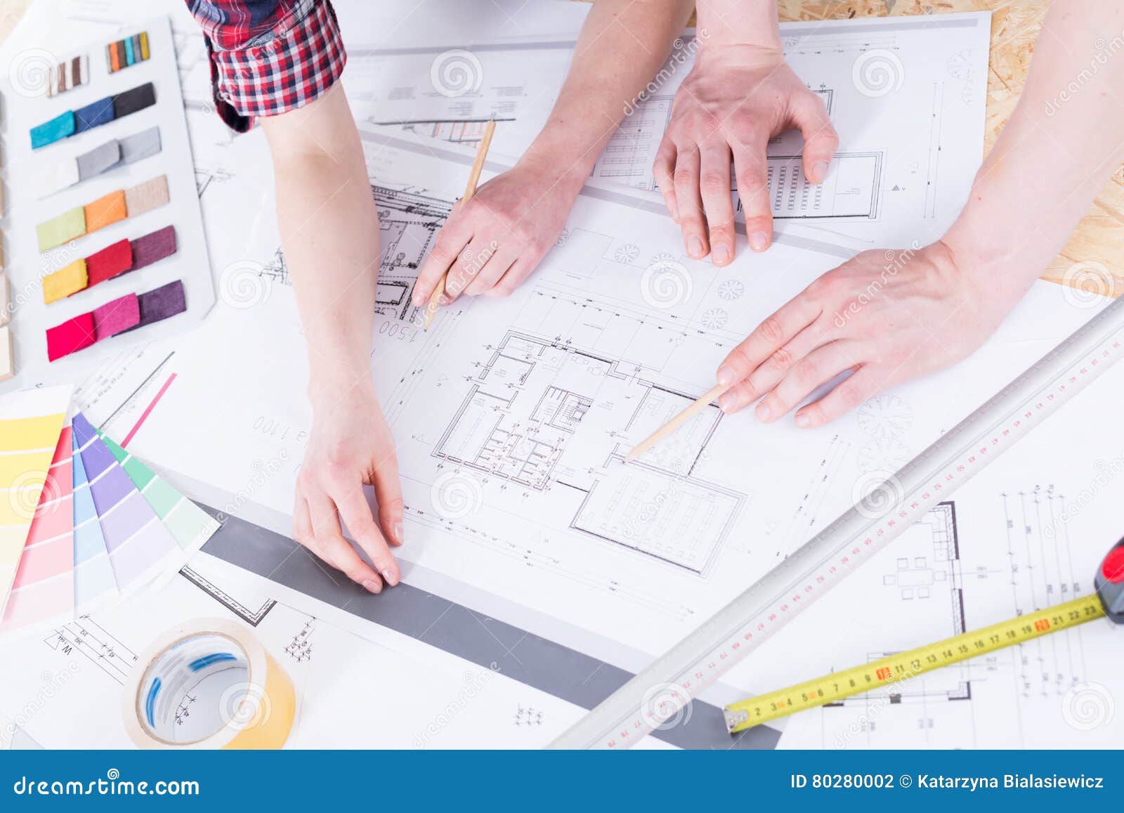 Drafting Tools On House Layout Drawing Stock Photography ...