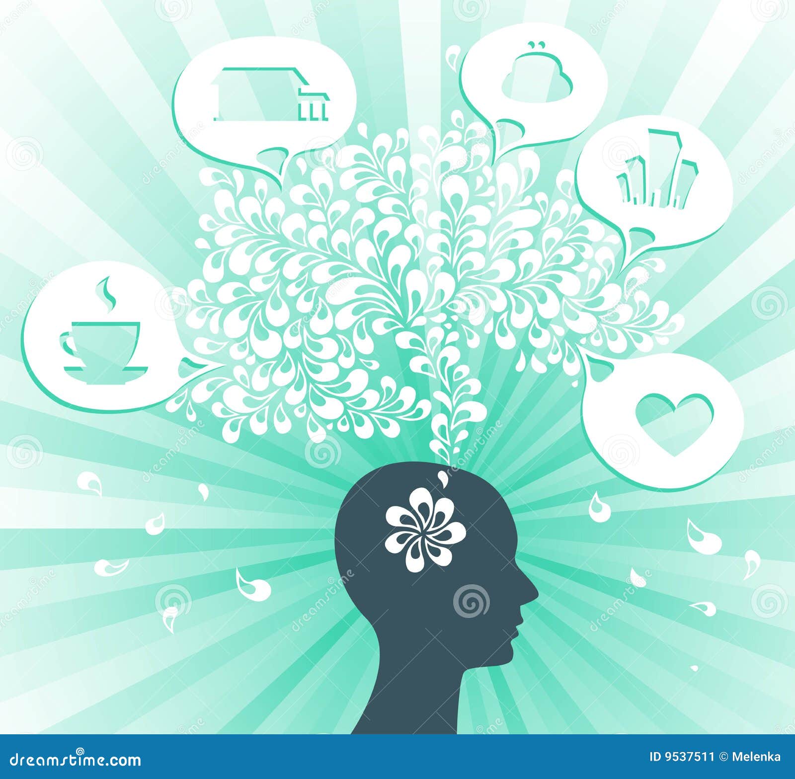 In woman s mind stock vector. Illustration of blue, house - 9537511