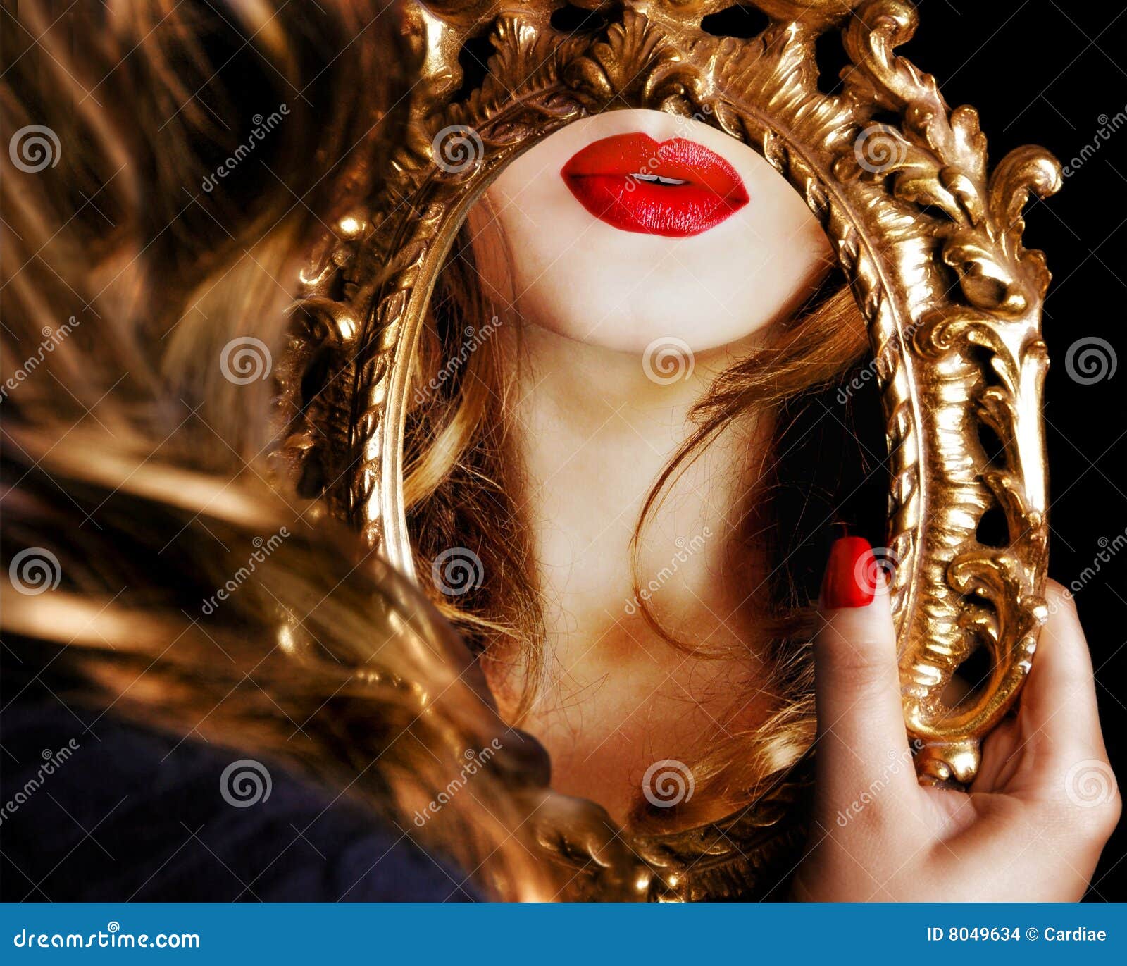 Woman s reflection stock photo. Image of pink, care, happy - 8049634