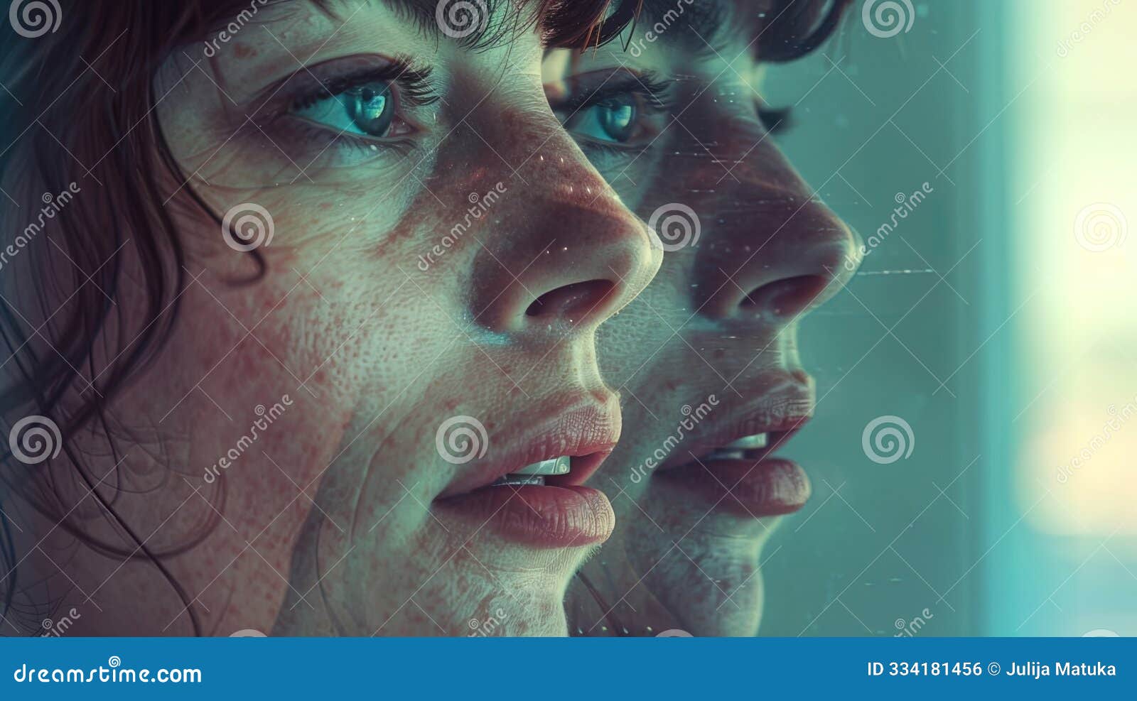 A Woman S Reflection in a Window Stock Illustration - Illustration of ...