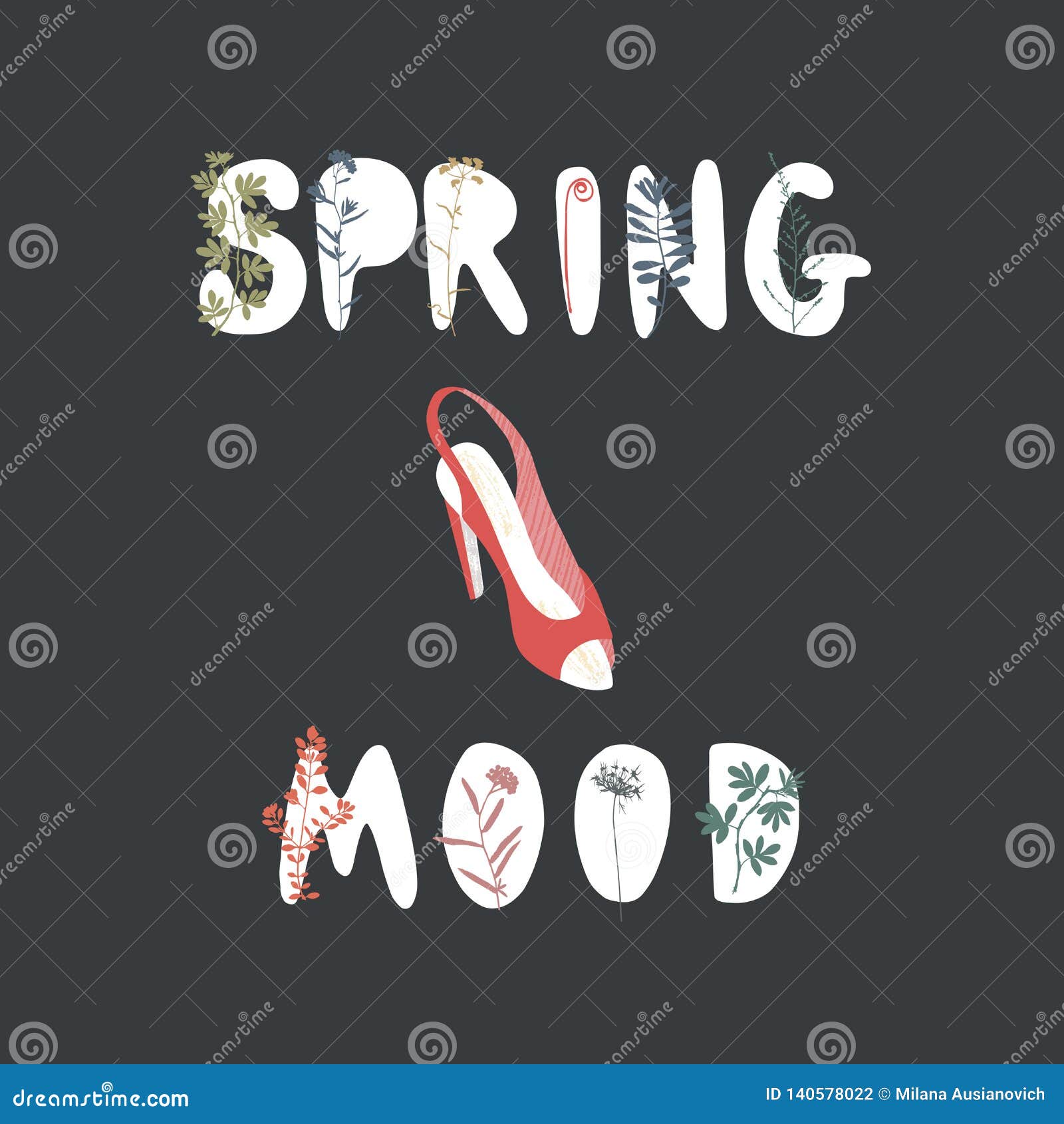 Woman S Shoe and Text. Vector Hand Drawn Illustration. Stock Vector ...