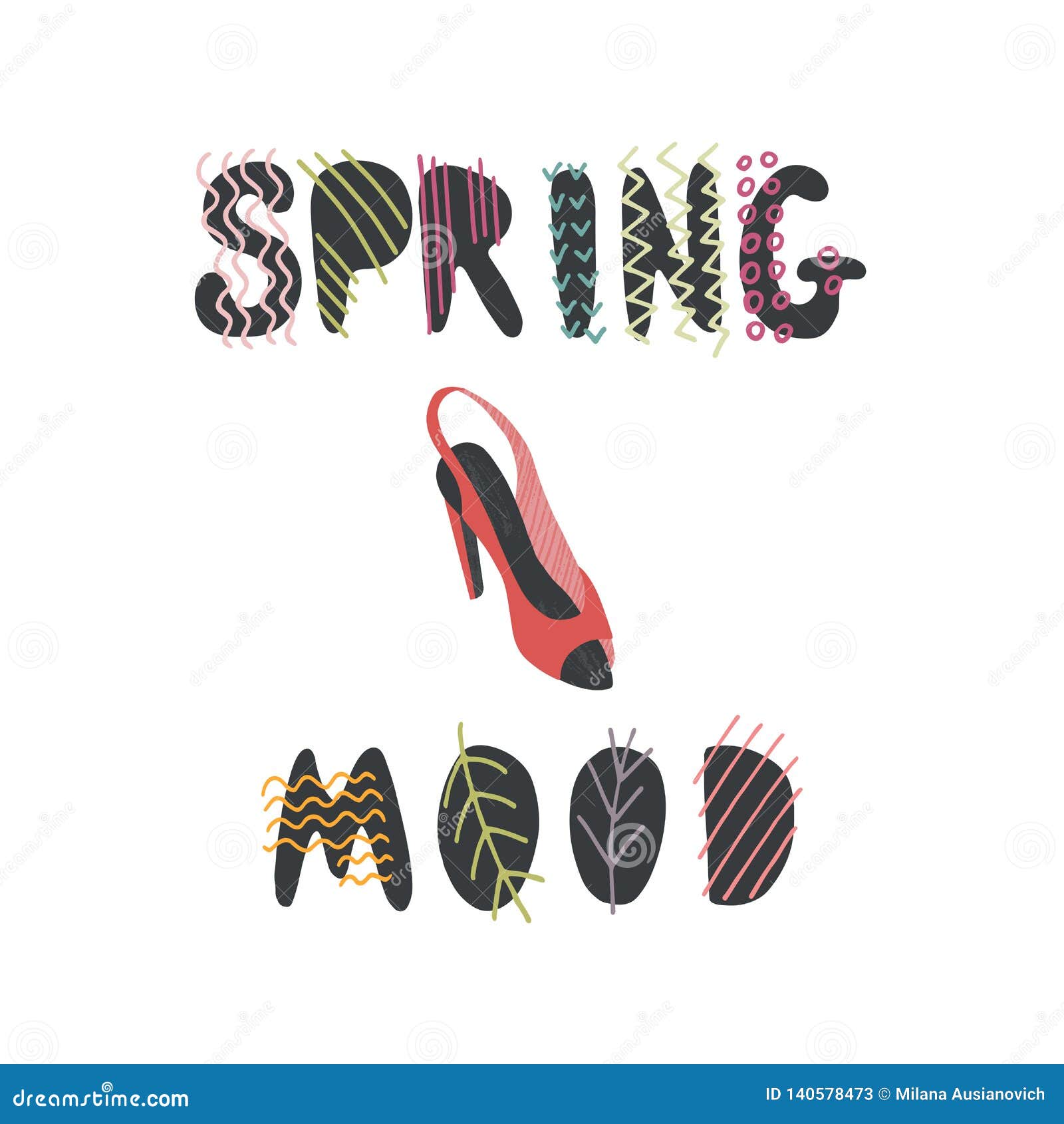 Woman S Shoe and Text. Vector Hand Drawn Illustration. Stock Vector ...