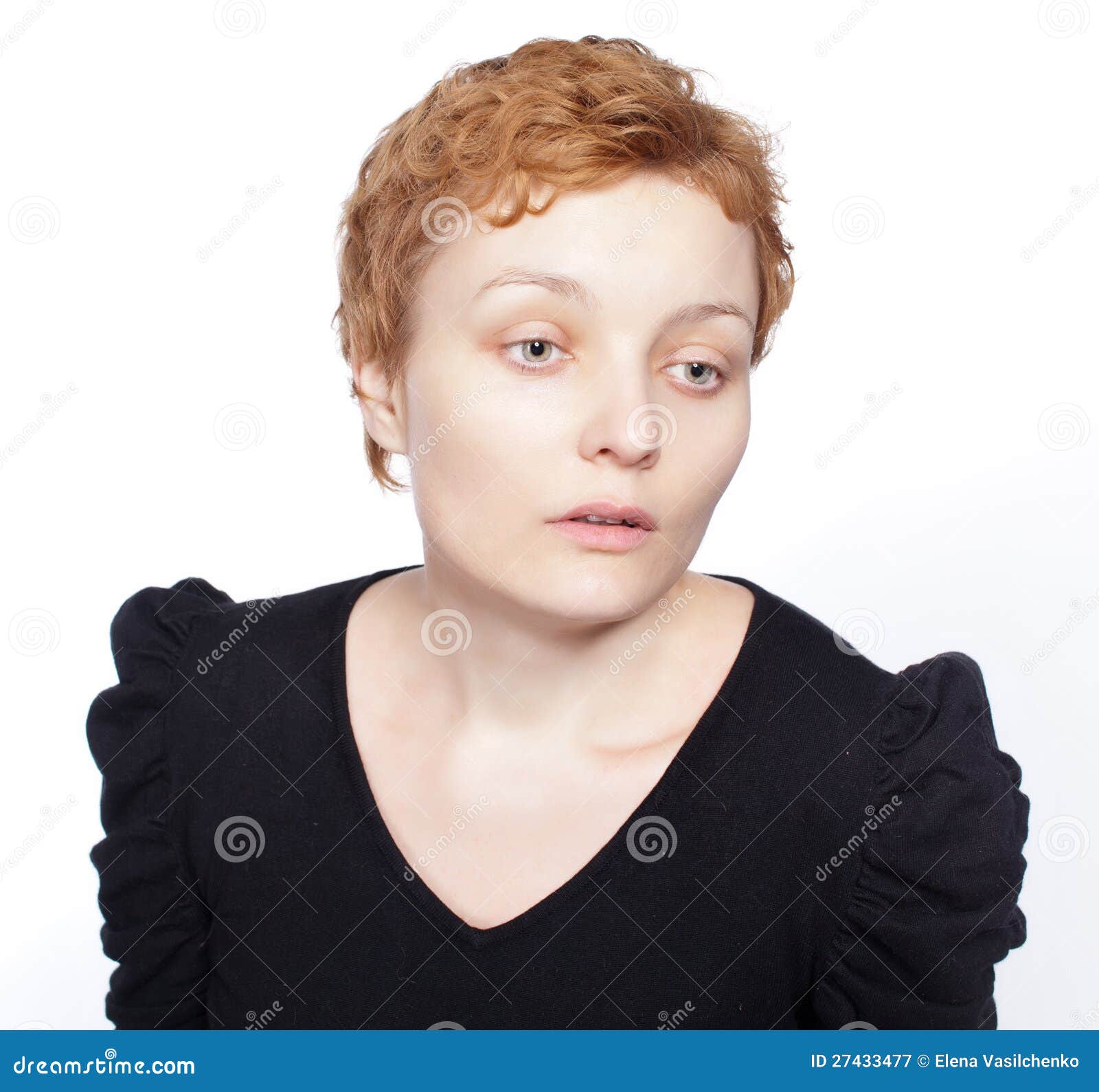 Woman with a Sad Expression Isolated on White Stock Image - Image of ...