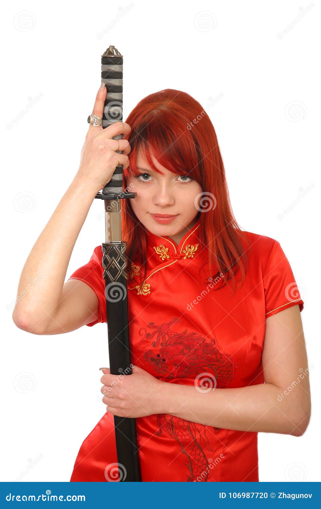 Woman with samurai sword stock photo. Image of samurai - 106987720
