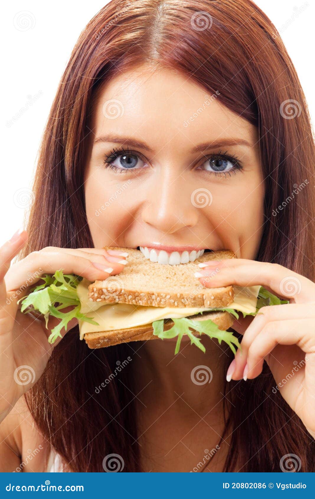Woman with sandwich stock photo. Image of caucasian, hamburger - 20802086