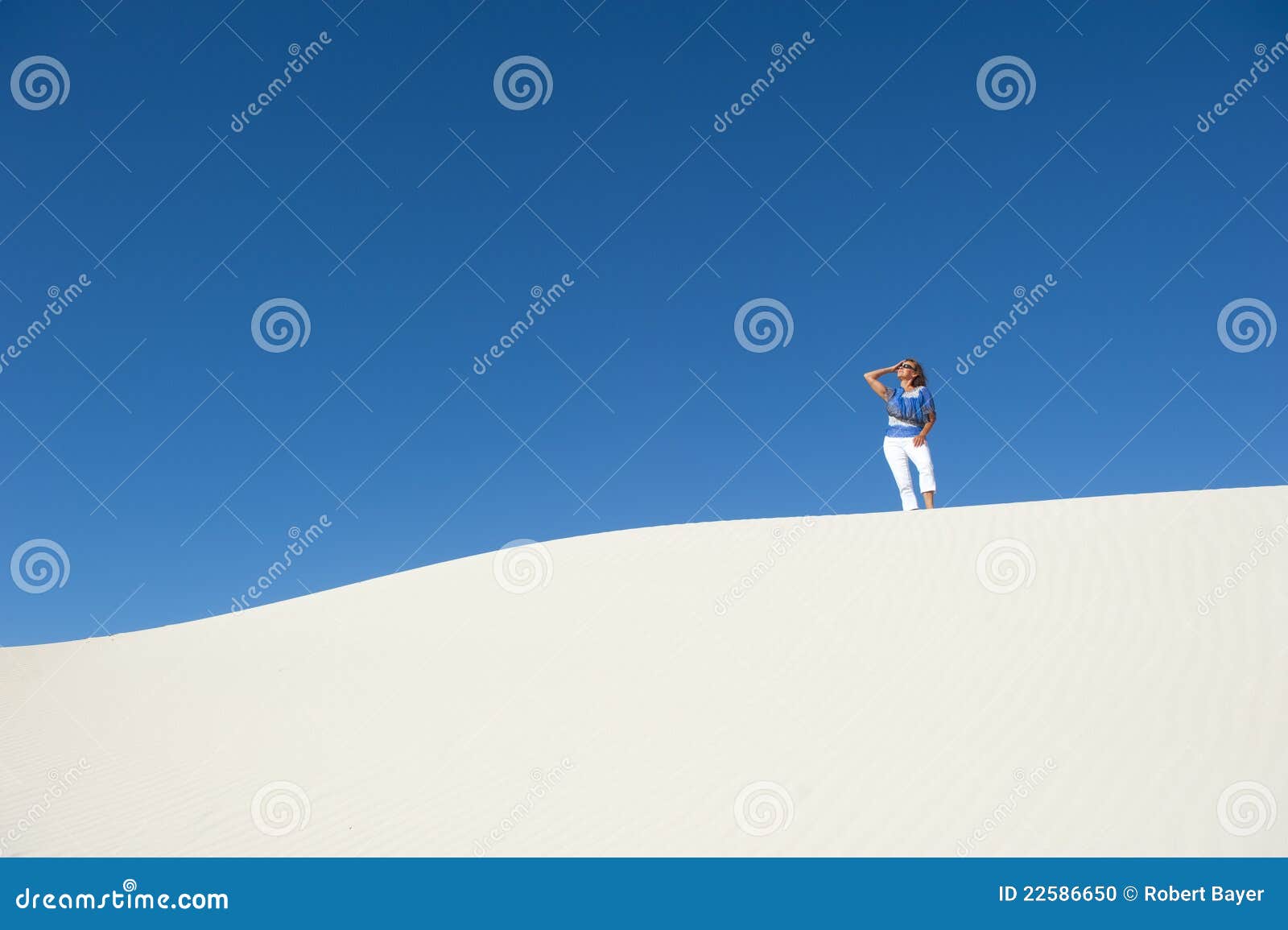Woman on Sandy Desert Dune stock photo. Image of female - 22586650