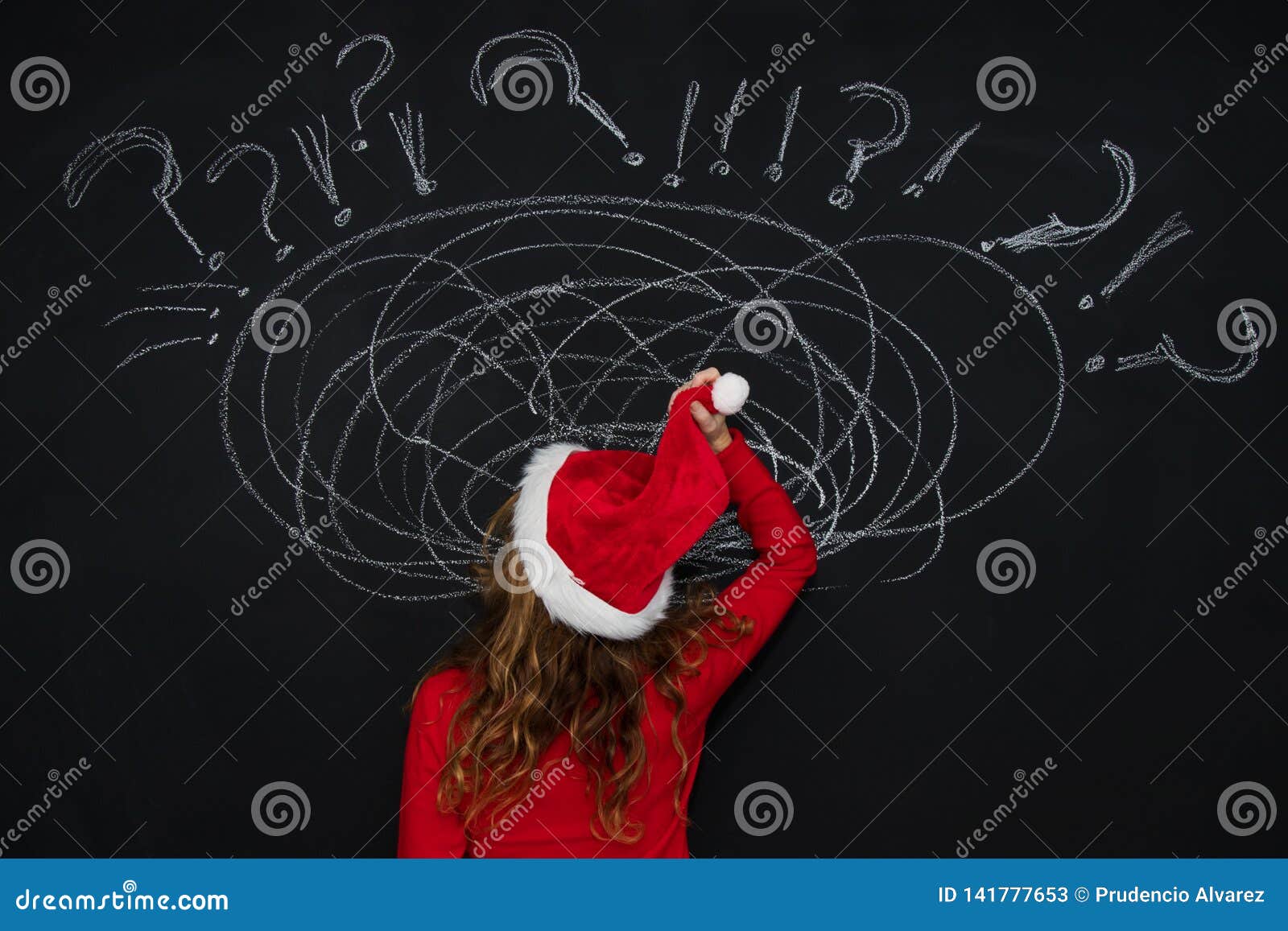Woman with Santa Claus Hat and Expression of Problems Stock Image ...