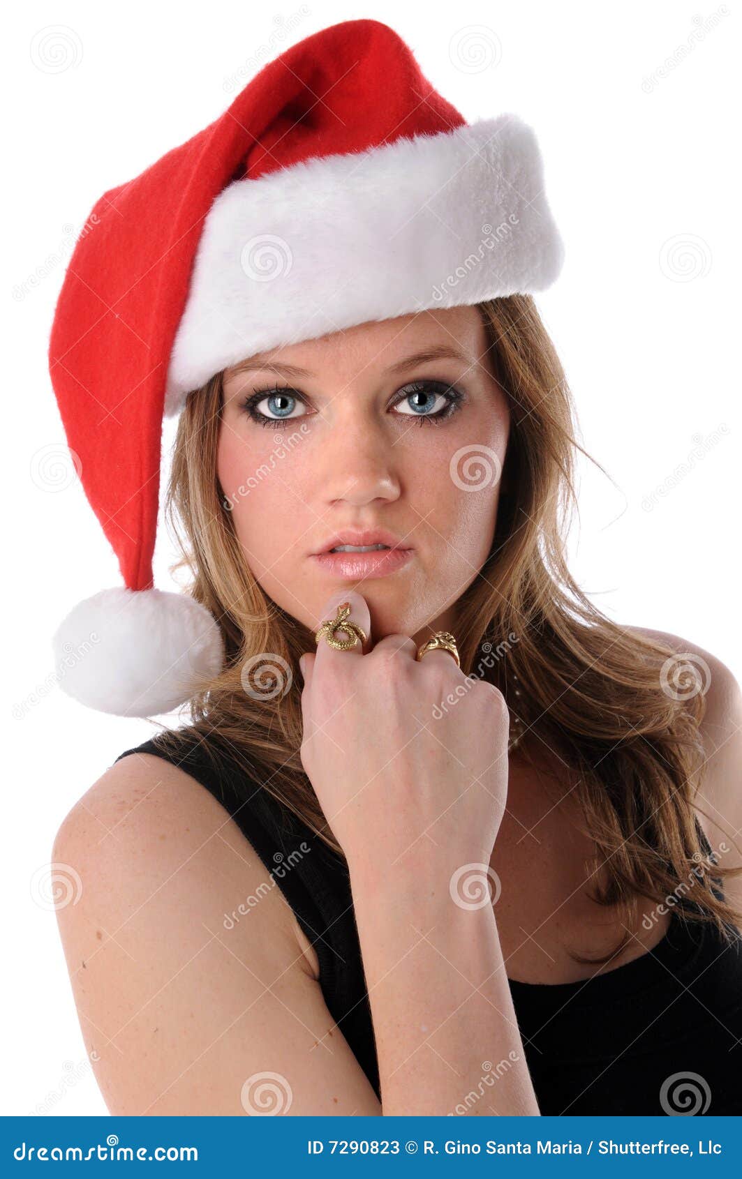 Woman with Santa Hat stock image. Image of person, lips - 7290823