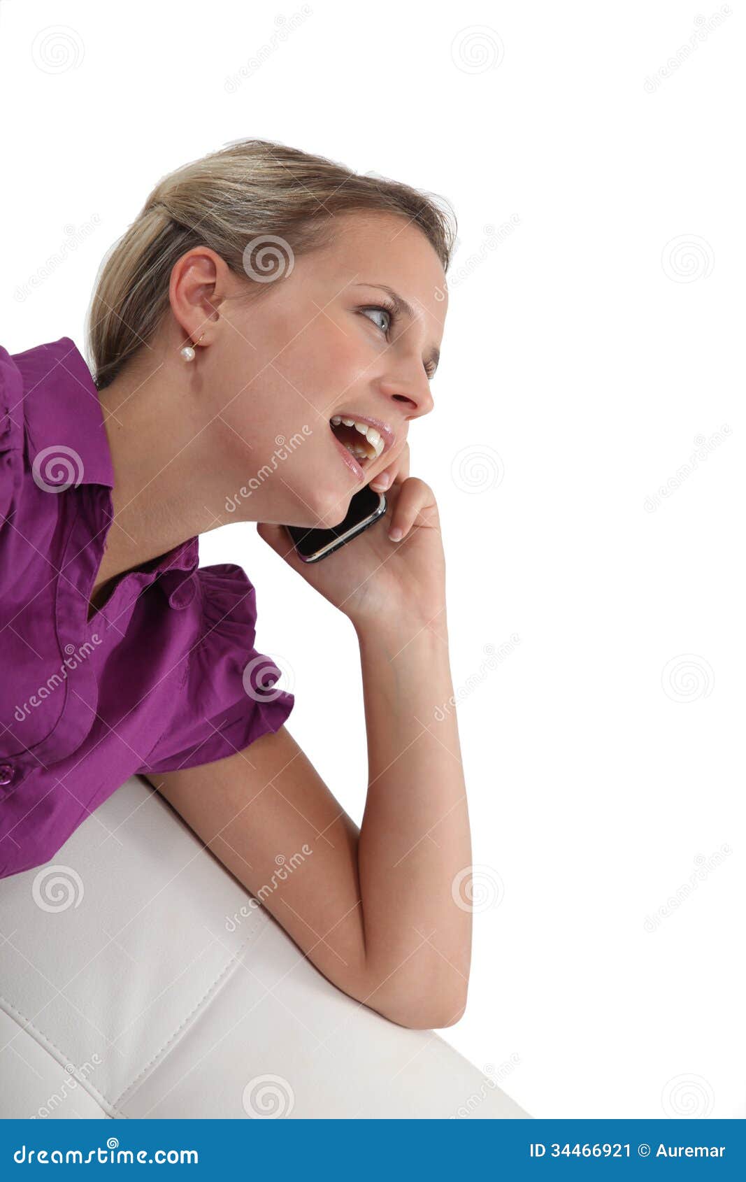 Woman sat on couch stock image. Image of elegant, female - 34466921