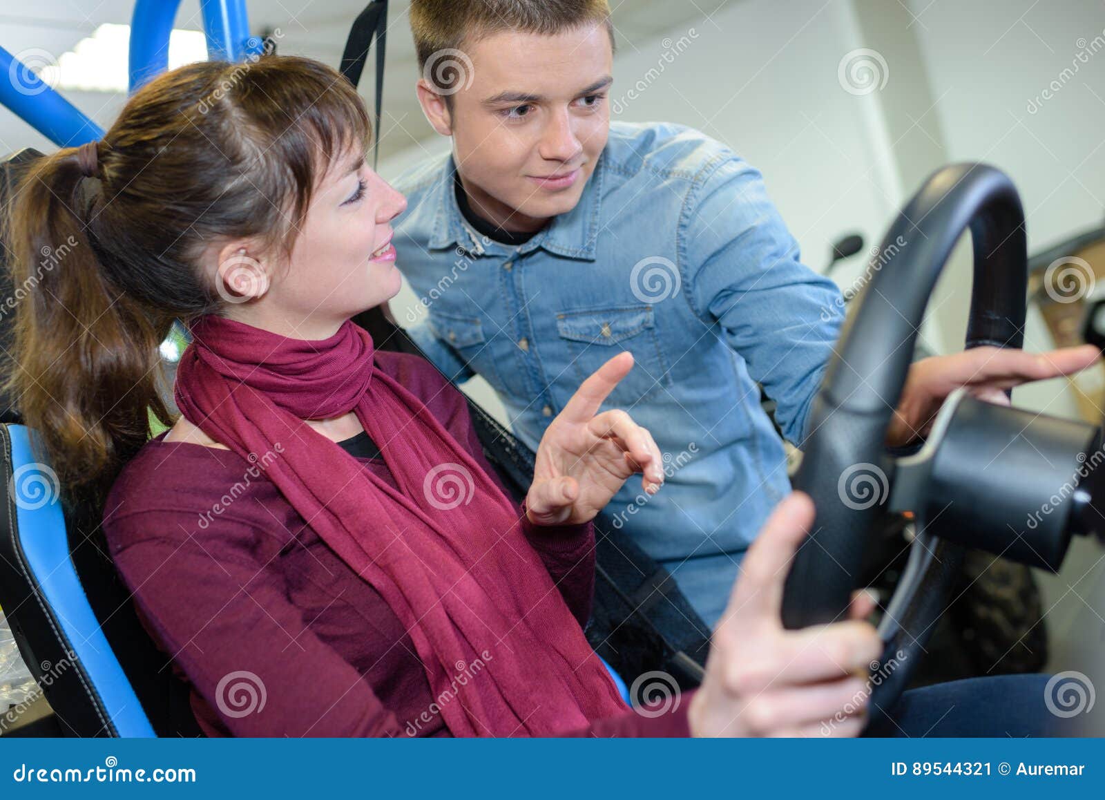Woman Sat at Wheel Buggy Pointing Finger Stock Image - Image of warning ...