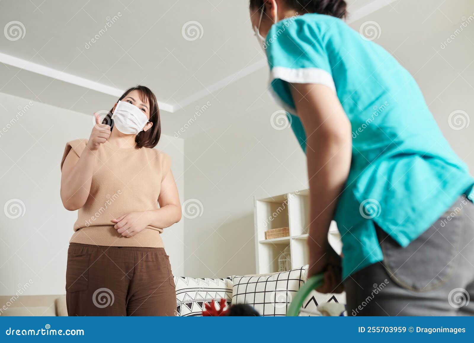 Woman Satisfying With Services Of Cleaning Company Stock Image Image