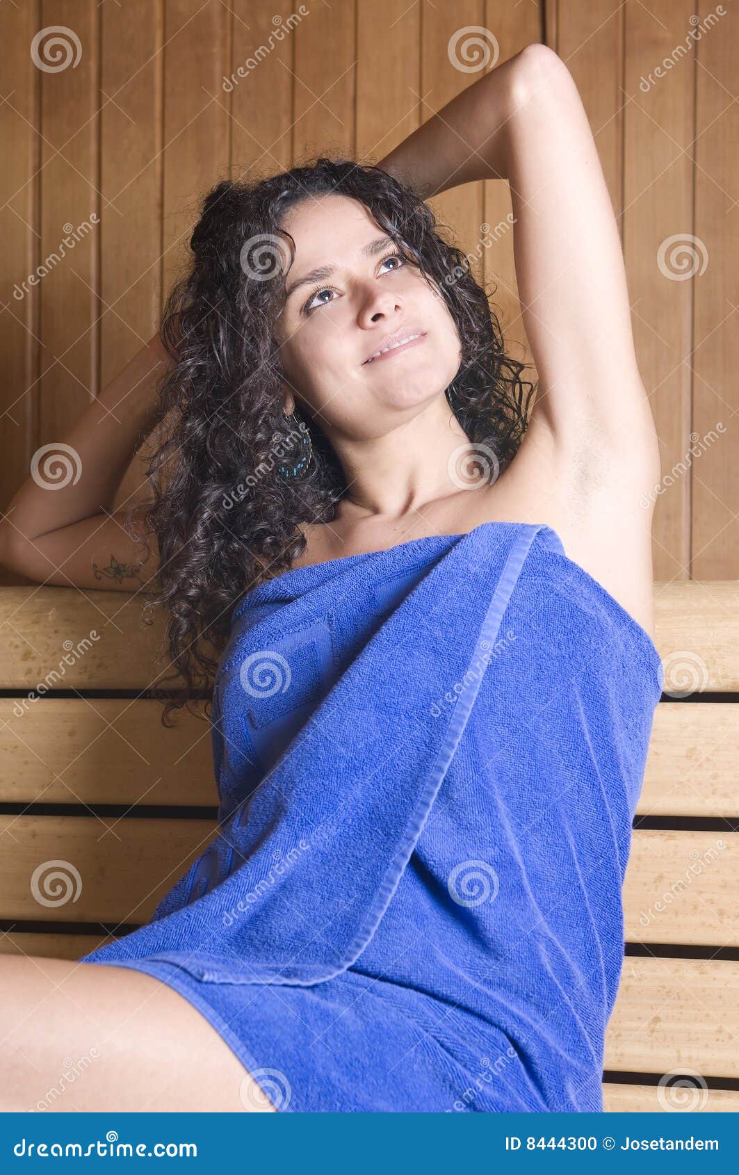 Woman in a Sauna with Towel Relaxing Stock Photo - Image of person ...