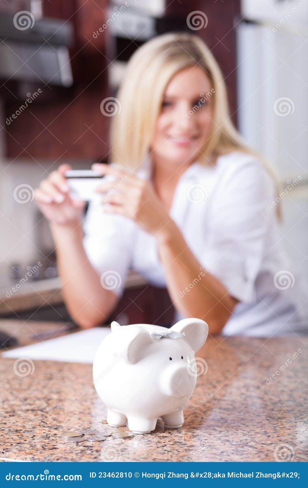 Woman saving money stock photo. Image of copyspace, home - 23462810