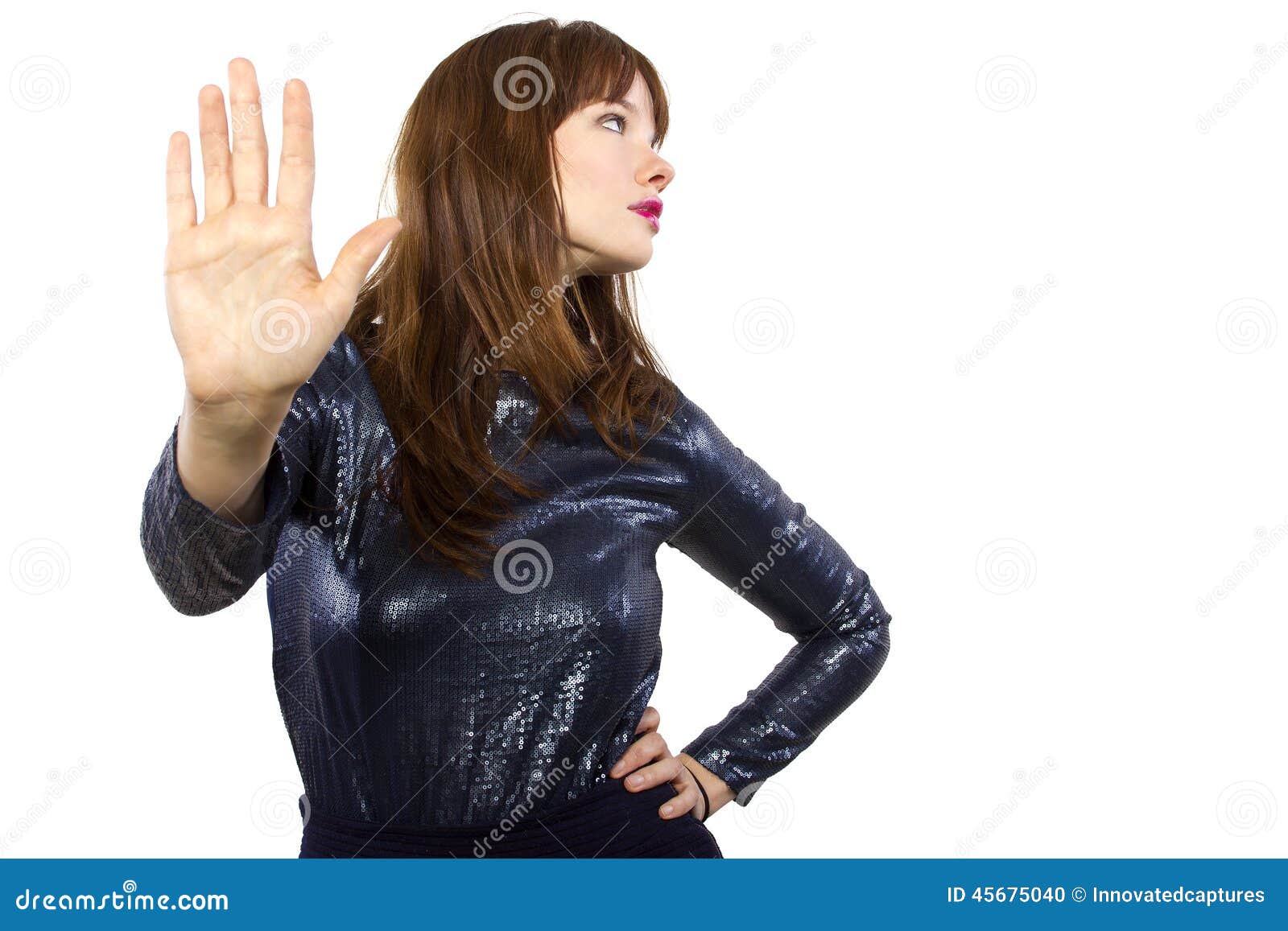 Woman Saying No with Hand Gesture Stock Photo - Image of adult ...