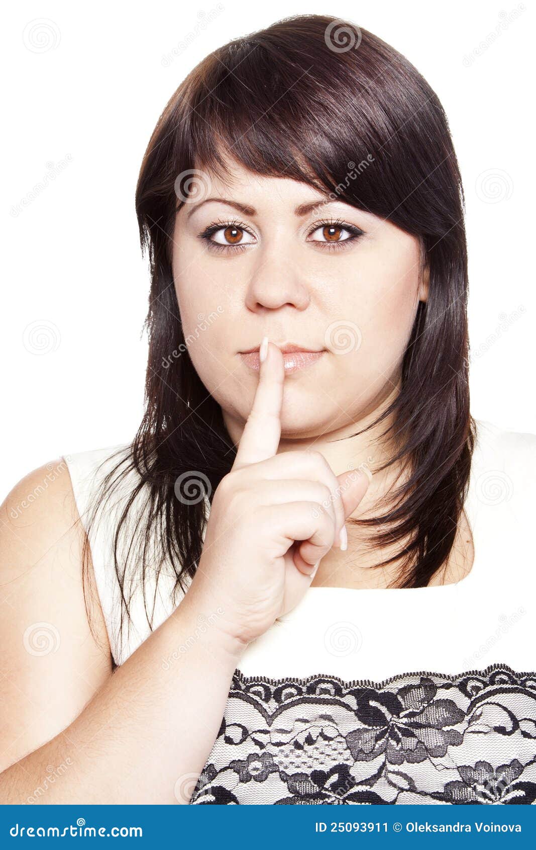 Woman saying shh stock image. Image of attractive, alone - 25093911