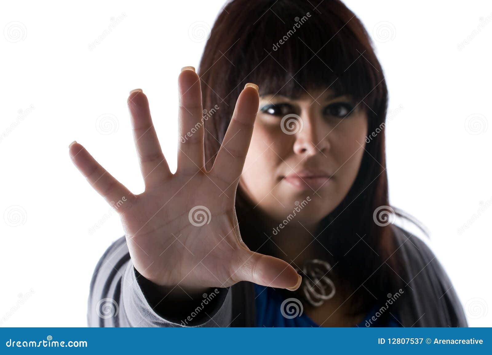 Woman Saying STOP stock image. Image of closeup, girl - 12807537
