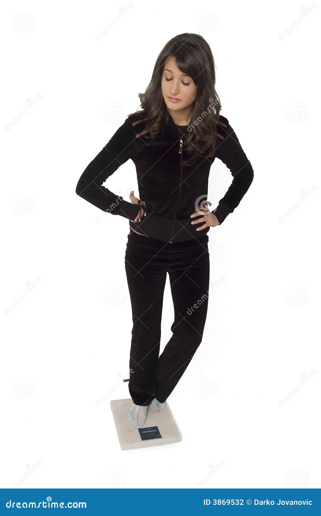 Woman and scale stock photo. Image of weighing, vernier - 3869532