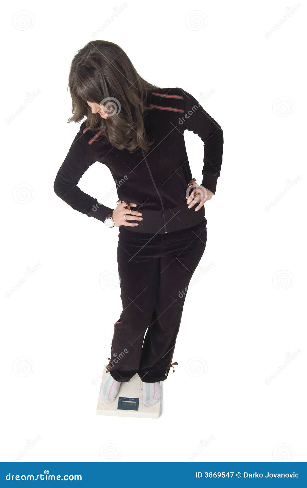 Woman and scale stock image. Image of machine, weight - 3869547