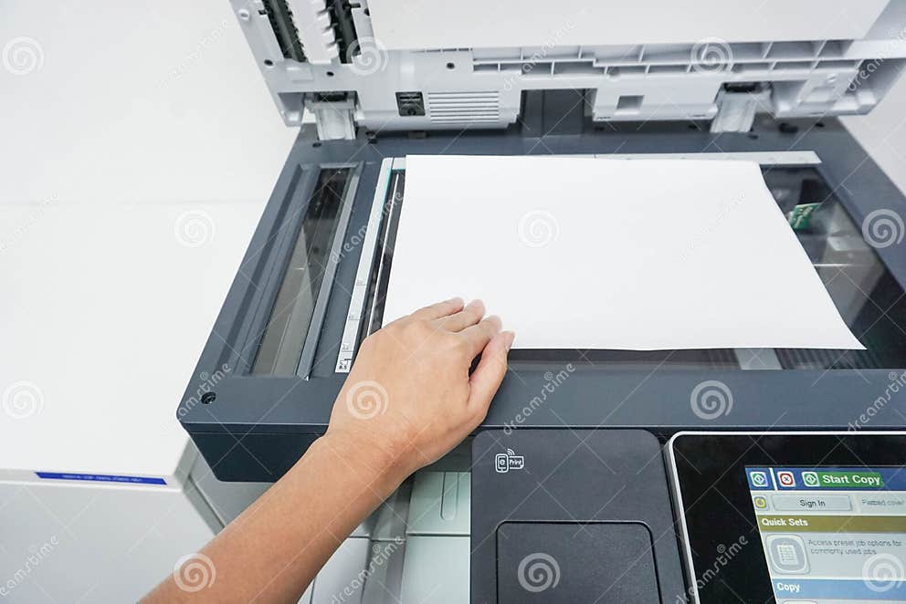 Woman Scan a Document by Printer Stock Image - Image of copy ...