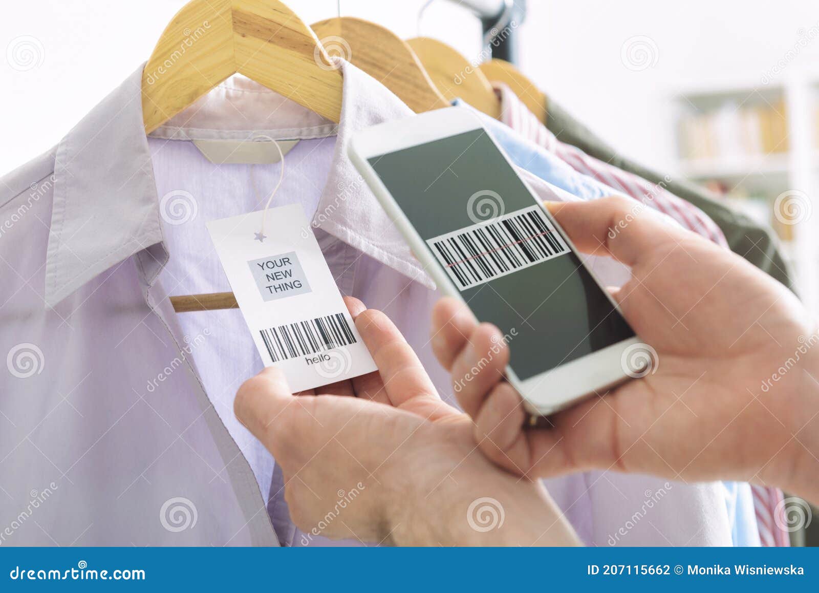 Woman scanning bar code stock photo. Image of label - 207115662
