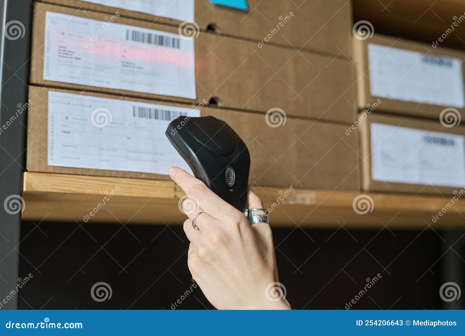 Woman Scanning Barcodes on Parcels Stock Image - Image of work ...
