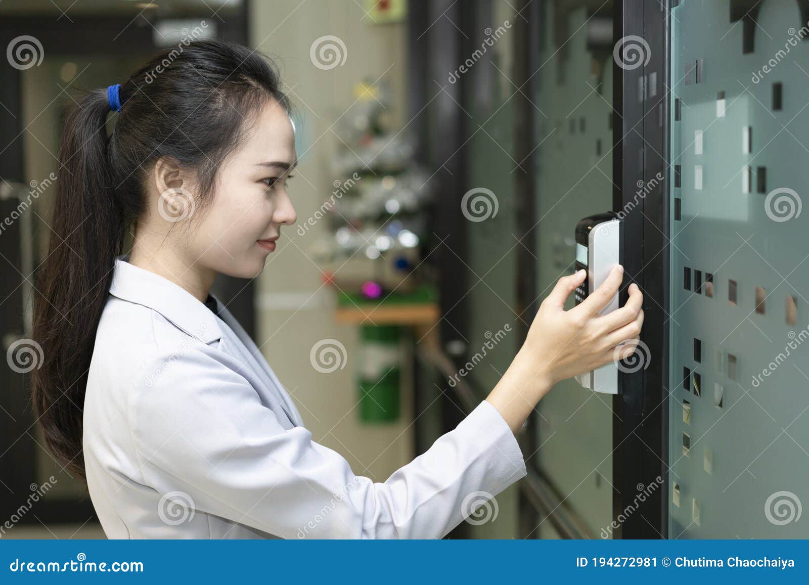 Woman Scanning Fingerprint and Access Control for Enter Security System ...