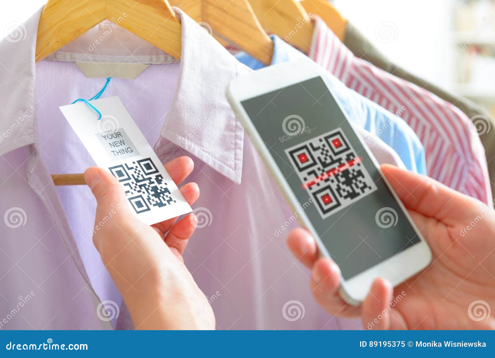 Woman scanning QR code stock image. Image of hand, examining - 89195375
