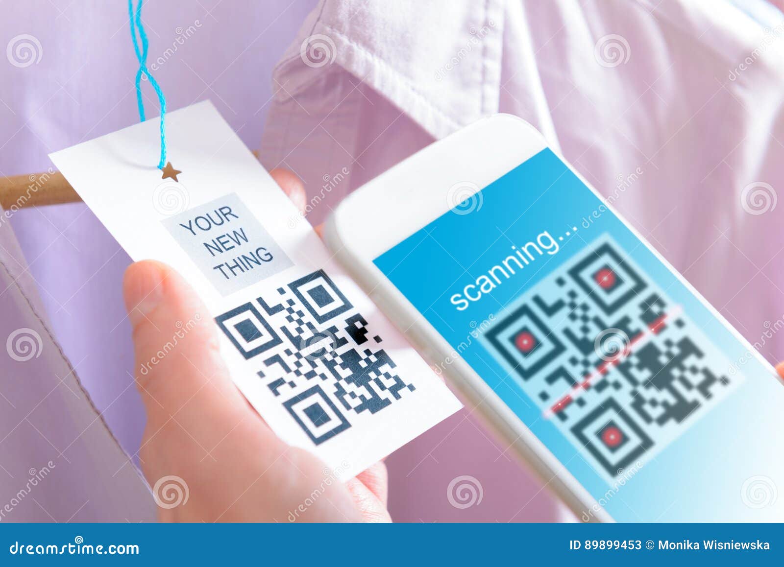 Woman scanning QR code stock image. Image of display - 89899453