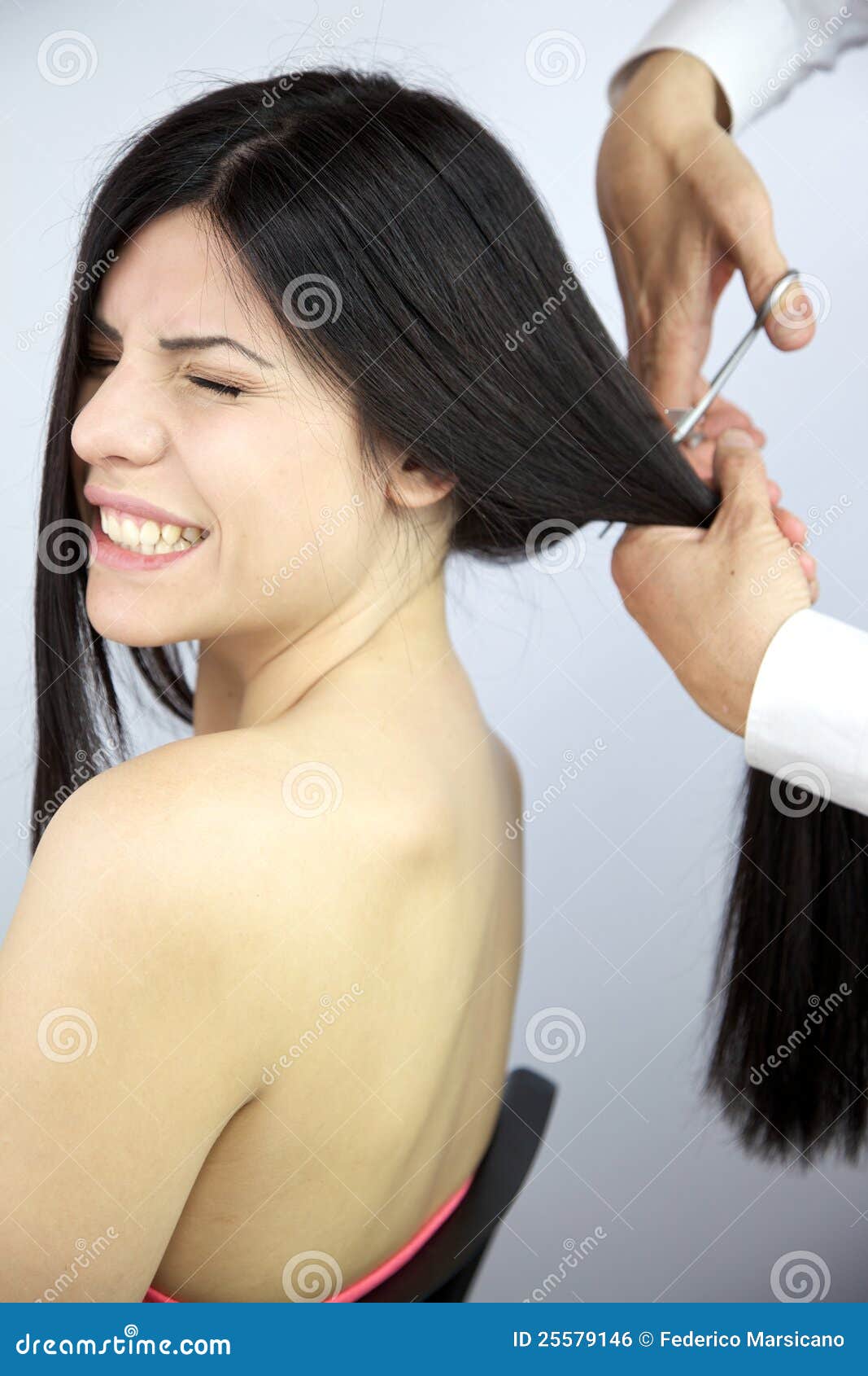 Woman scared of haircut stock photo. Image of beautiful - 25579146