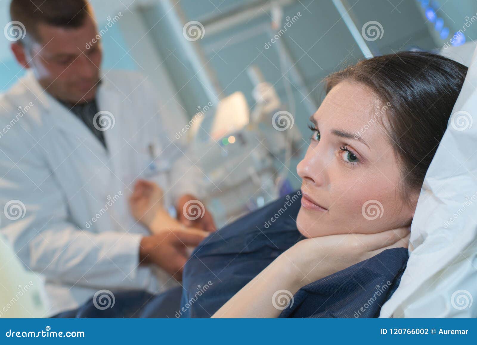 Woman scared of injection stock photo. Image of confinement - 120766002