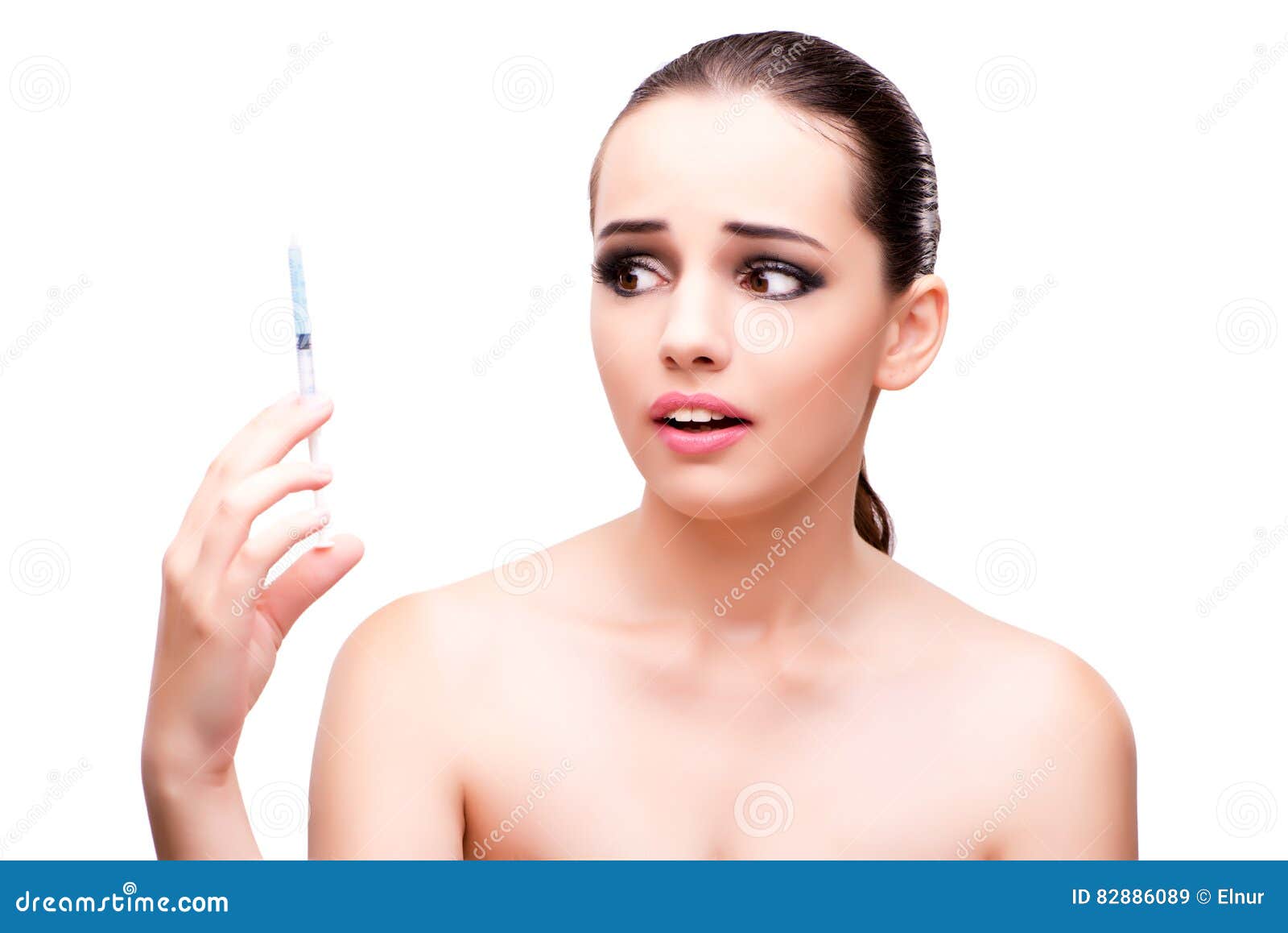 The Woman Scared of Plastic Surgery Isolated on White Stock Image ...