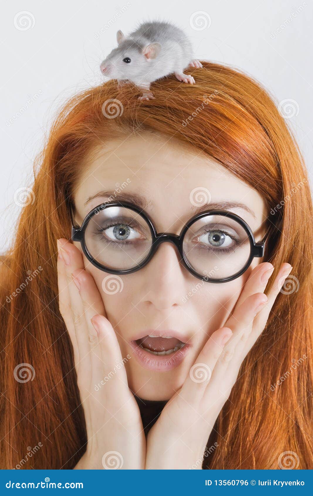 Woman scared by rat stock photo. Image of adult, pain - 13560796
