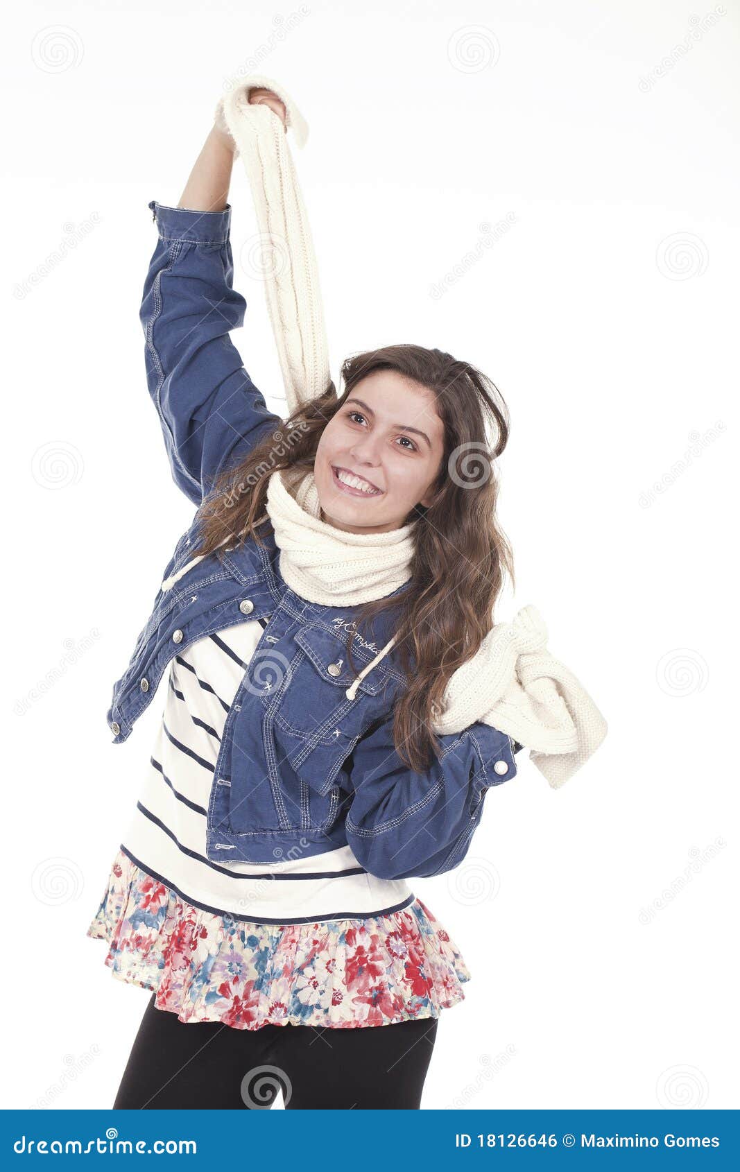 Woman with a scarf stock photo. Image of joyful, blue - 18126646