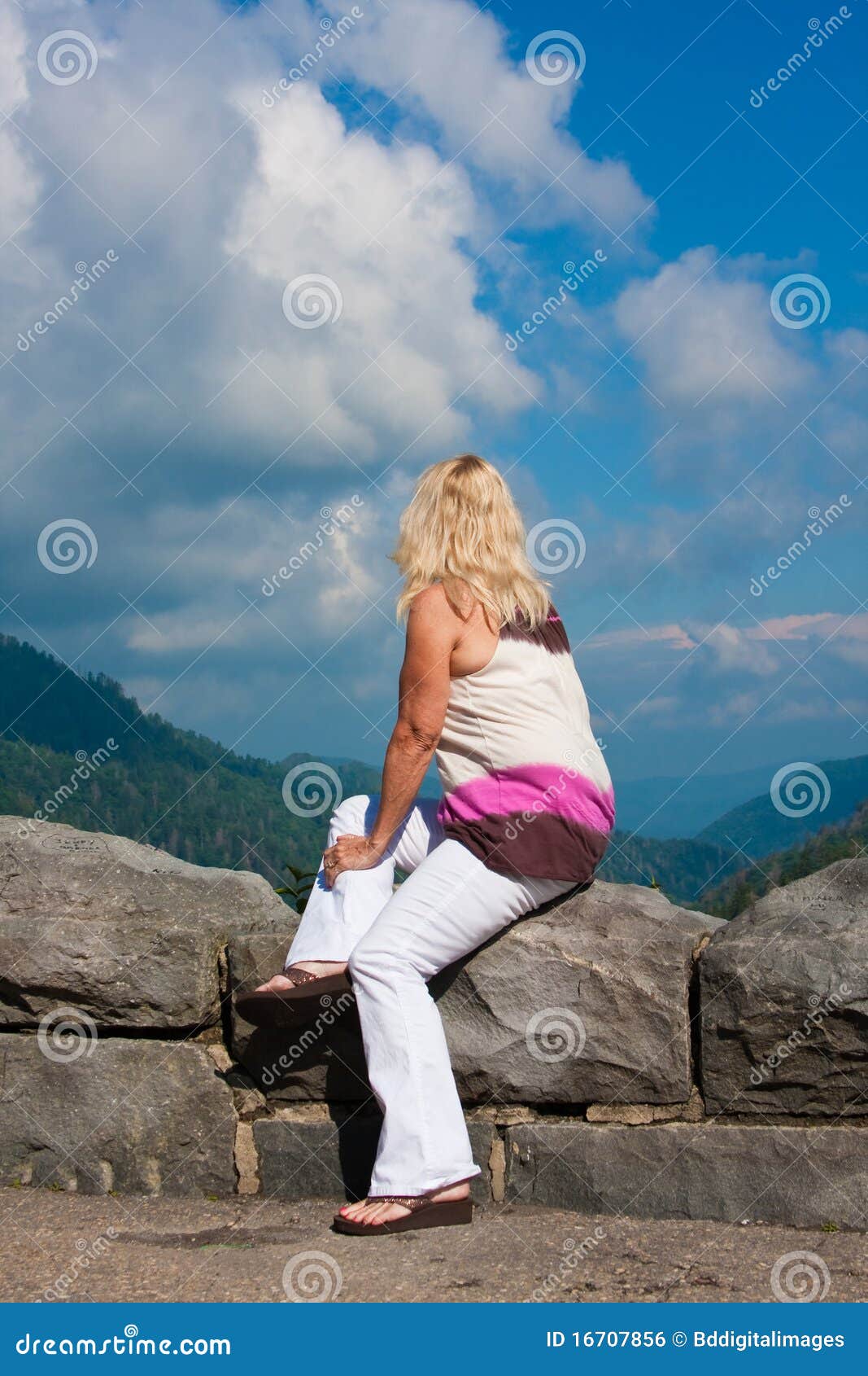 Woman at Scenic Overlook stock photo. Image of landscape - 16707856