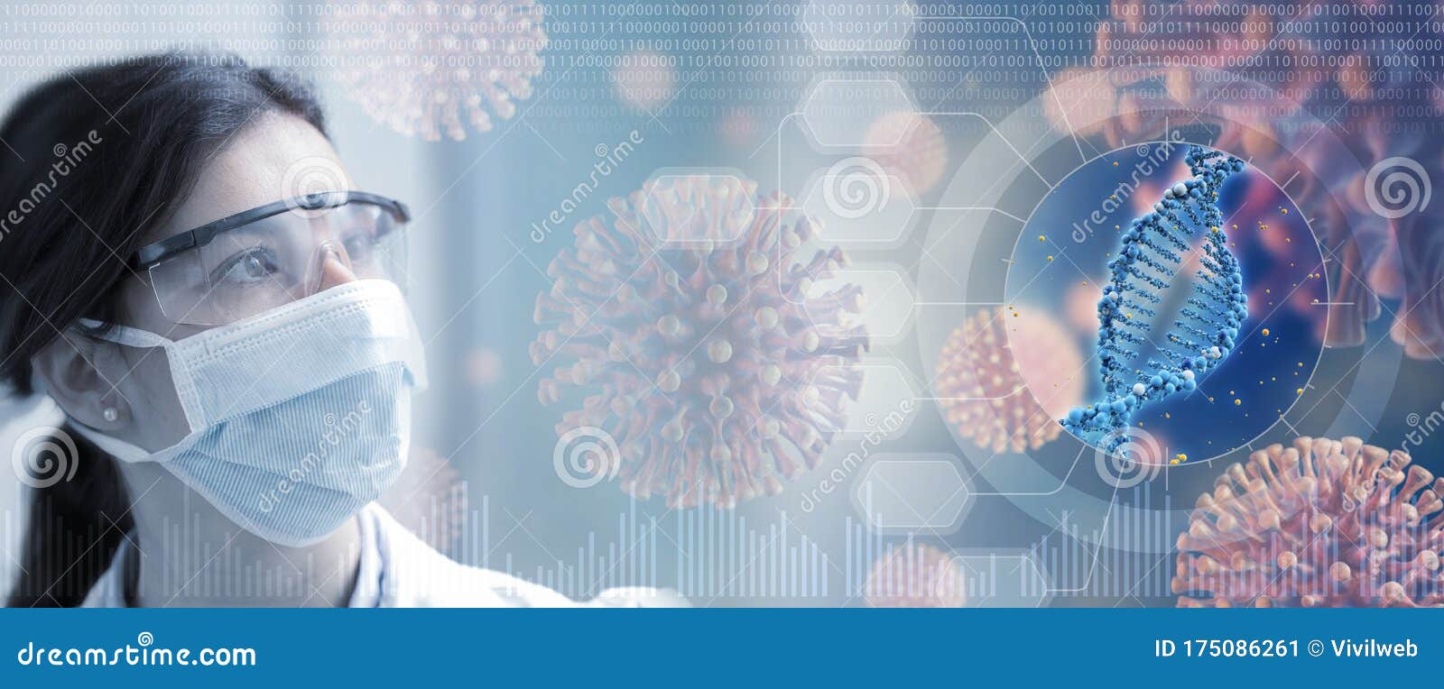 Woman Scientist Analyzing the Virus Genome, Concept Background Stock ...
