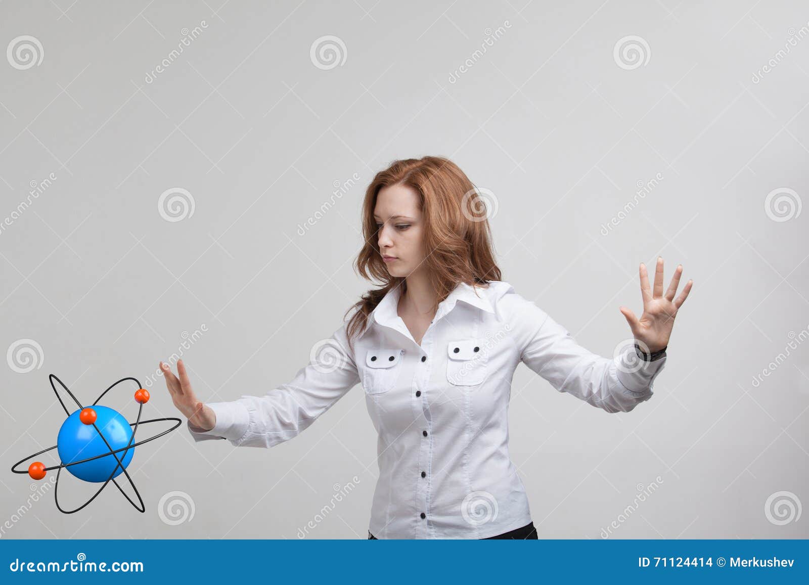 Woman Scientist with Atom Model, Research Concept Stock Photo - Image ...