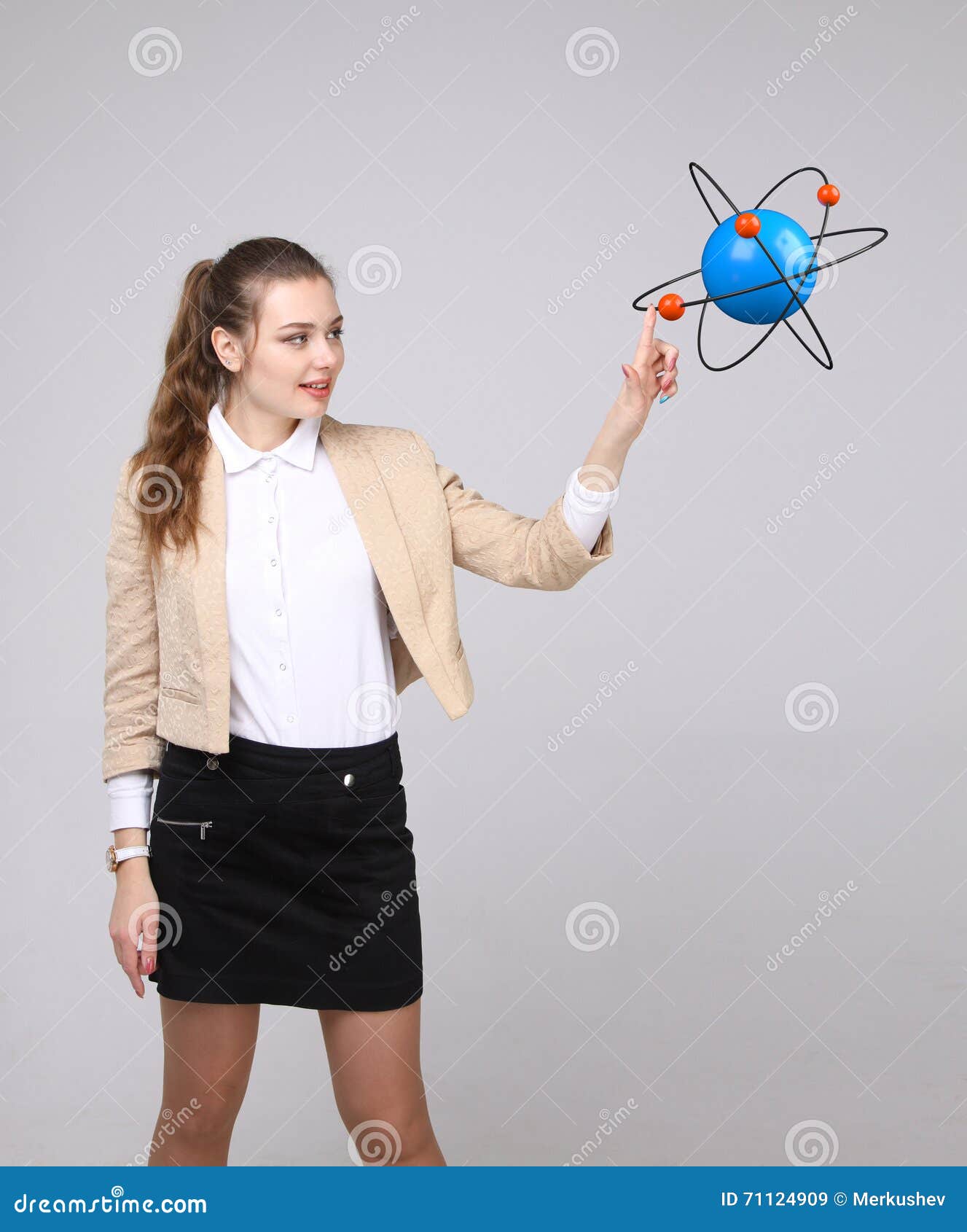 Woman Scientist with Atom Model, Research Concept Stock Image - Image ...