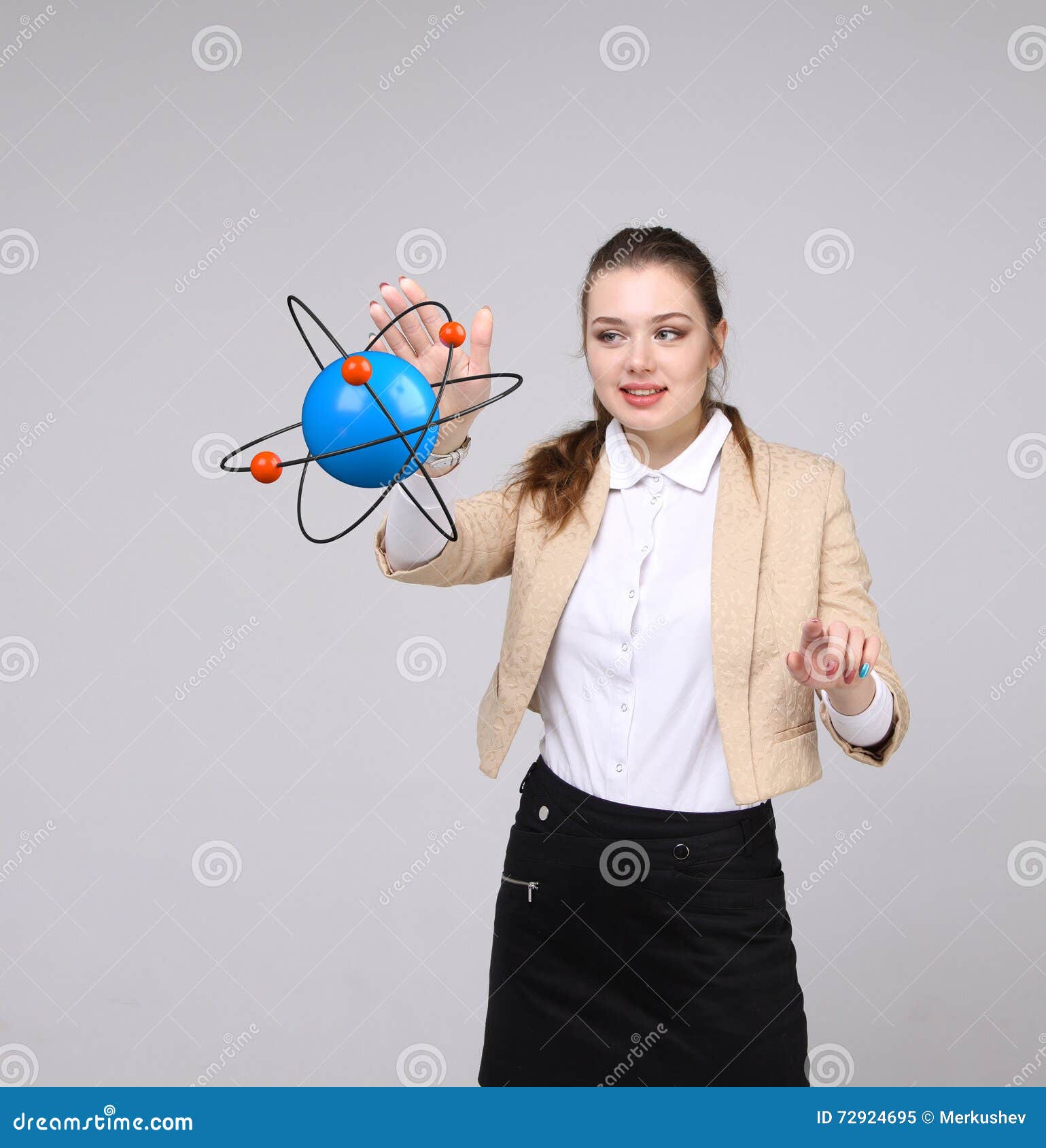 Woman Scientist with Atom Model, Research Concept Stock Image - Image ...
